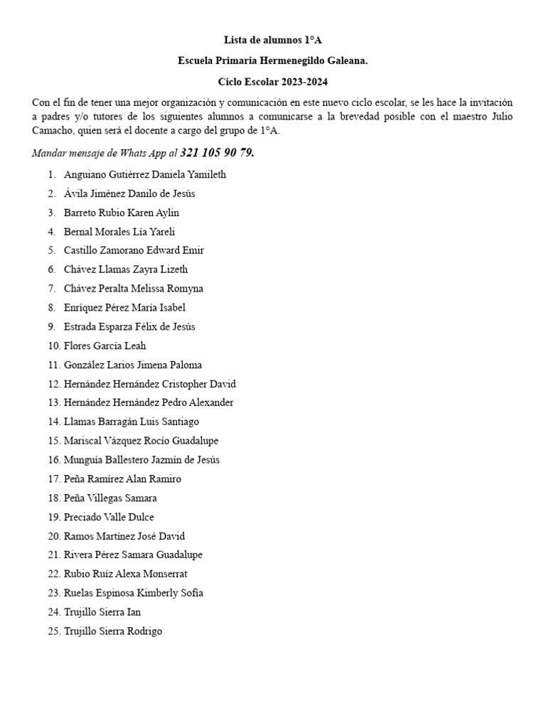 Lista de Alumnos 1 | PDF