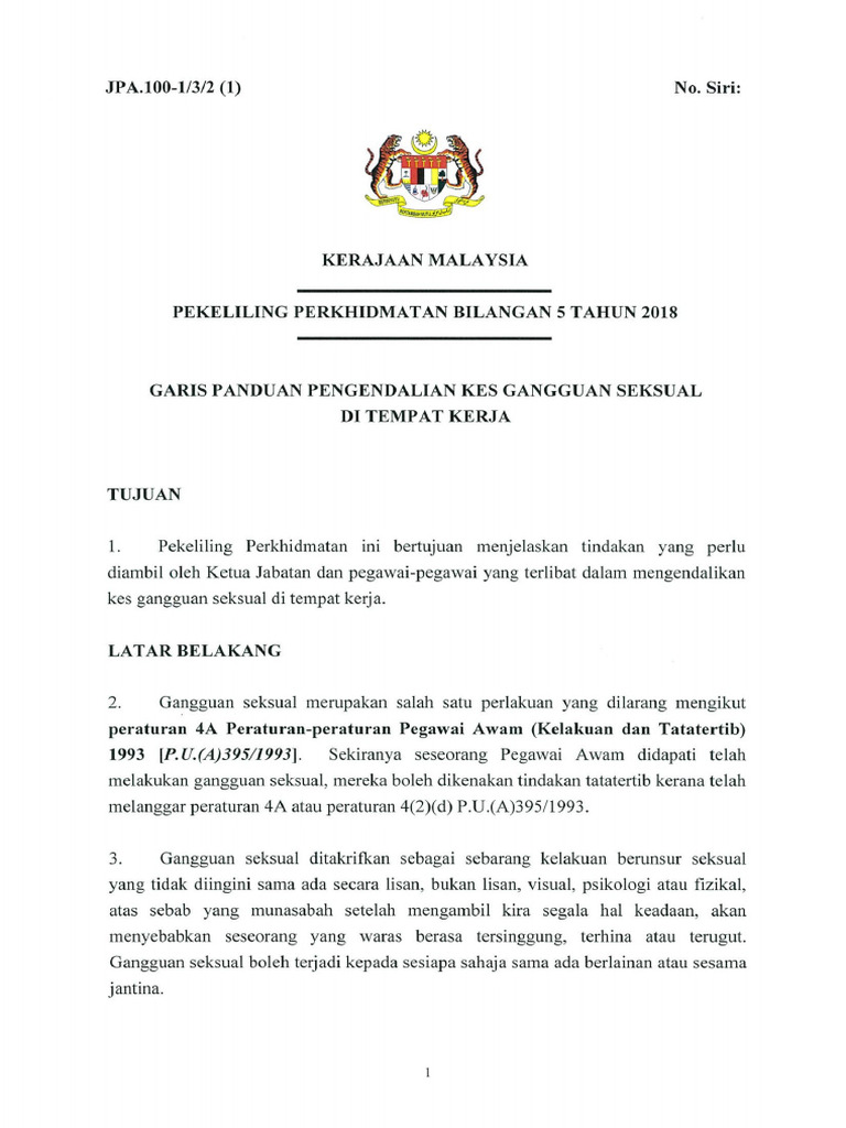 Pekeliling Perkhidmatan Bilangan 5 Tahun 2018 | PDF