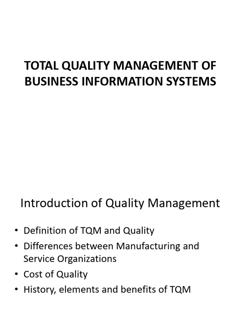 Introduction To TQM and Quality Control | PDF | Quality Assurance ...