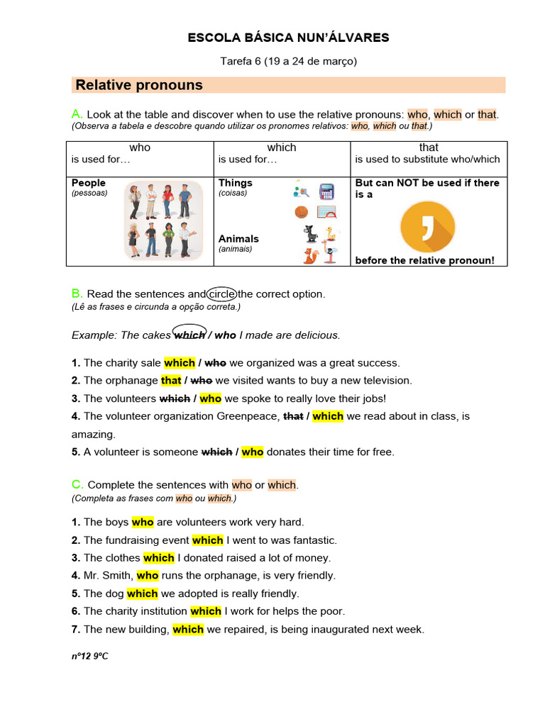 Relative Pronouns 9 Ano | PDF