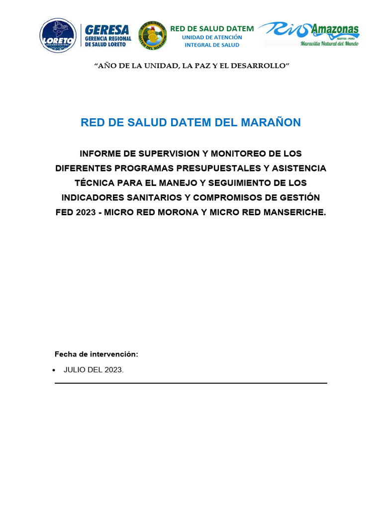Informe de Supervisión y Monitoreo Morona 2023 | PDF