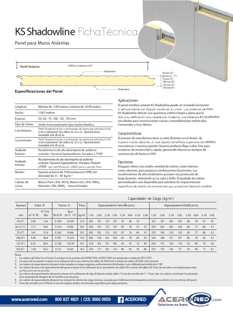 KS Shadowline Kingspan Ficha Tecnica | PDF | Aislamiento térmico | Espuma