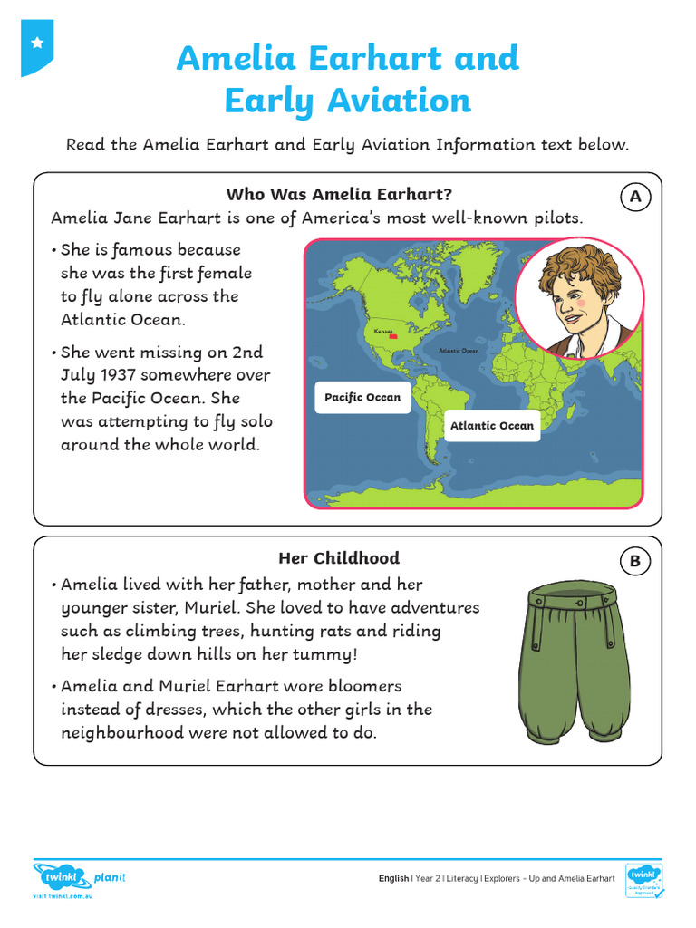 Amelia Earhart Quiz Home Learning Task | PDF
