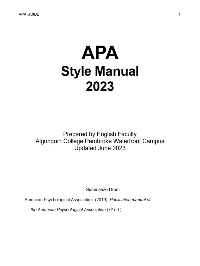 APA Guide 2023 | PDF