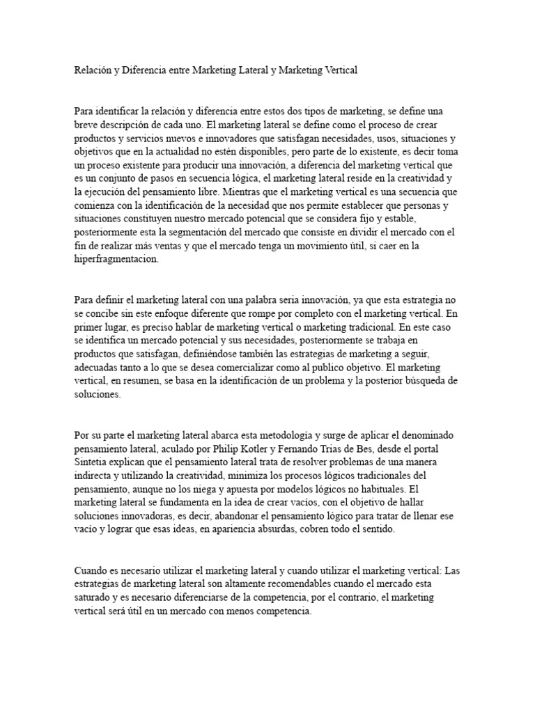 Marketing Lateral vs. Vertical: Claves y Diferencias | PDF