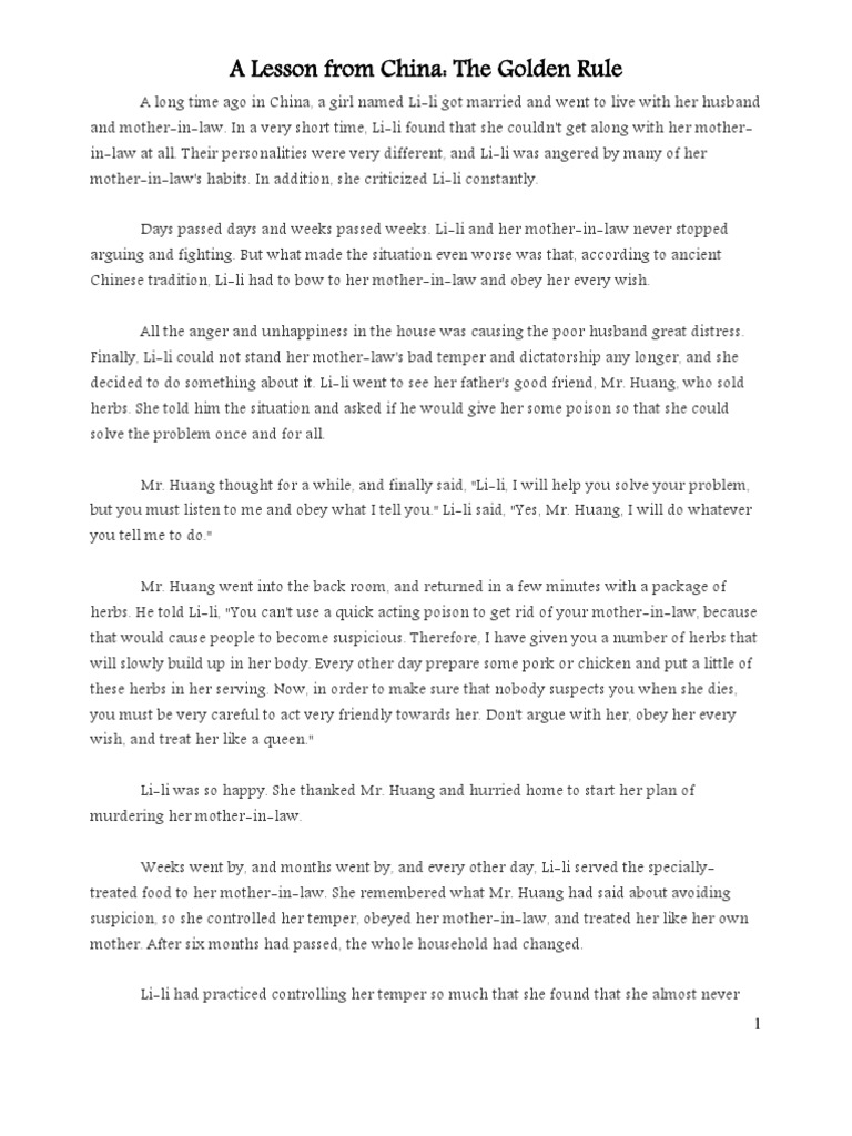 Chinese Story - Golden Rule | PDF | Golden Rule