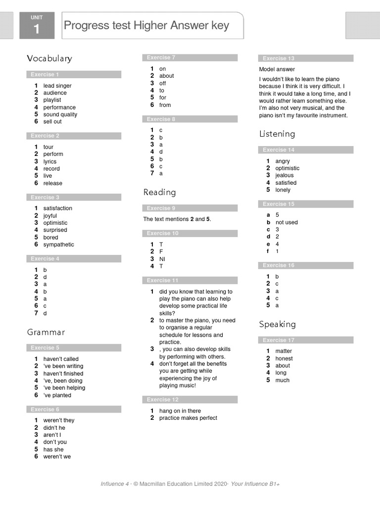 L4 B1PLUS U1 Test Higher AK | PDF