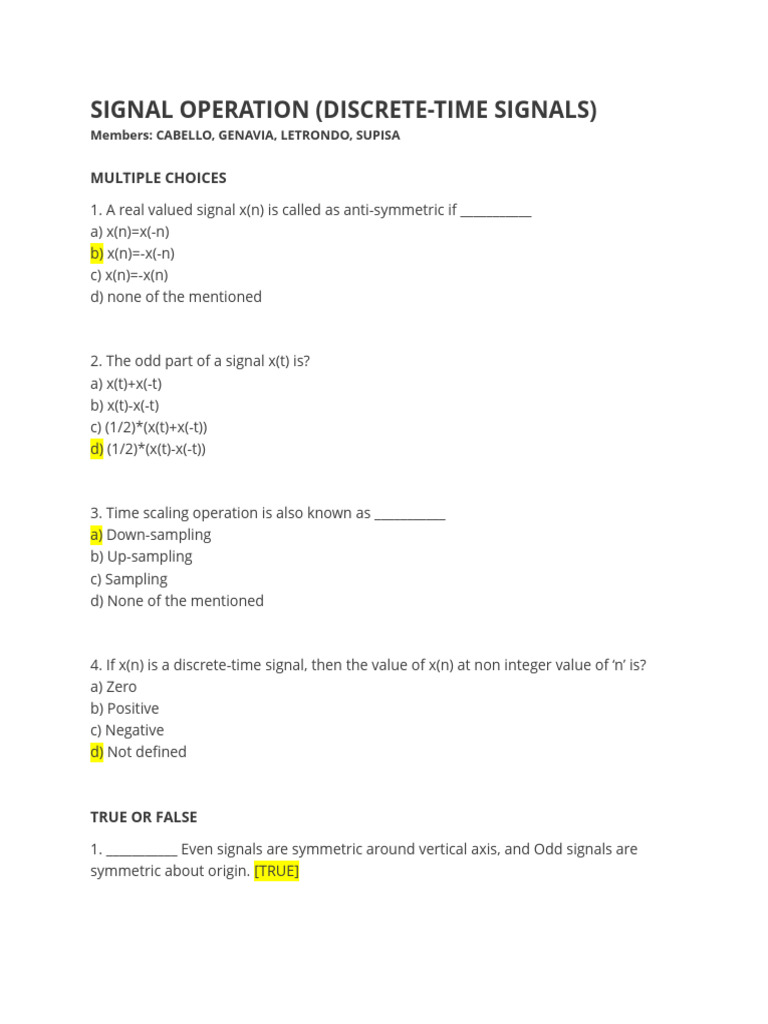 Discrete-Time Signal Operations Guide | PDF