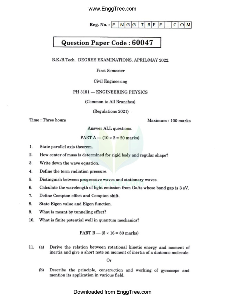 PH3151 Arrear Question Paper | PDF