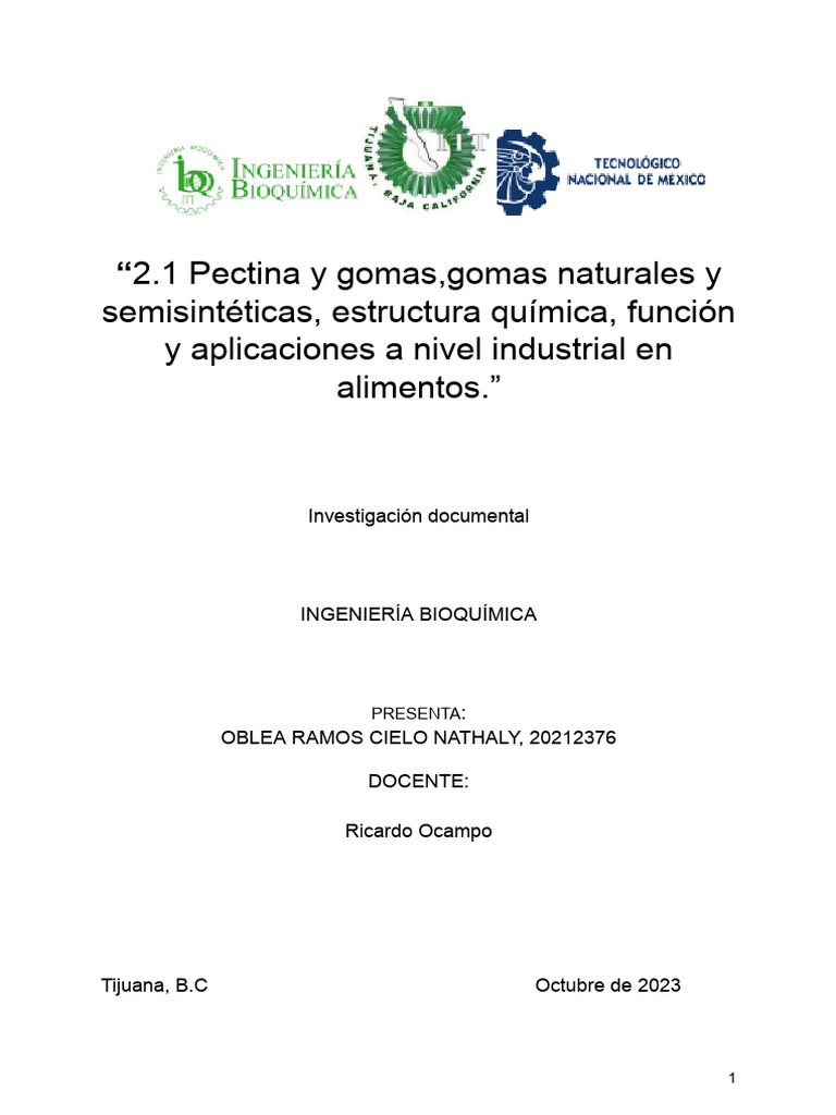 Pectina: Estructura y Usos Industriales | PDF | Alimentos | Ácido