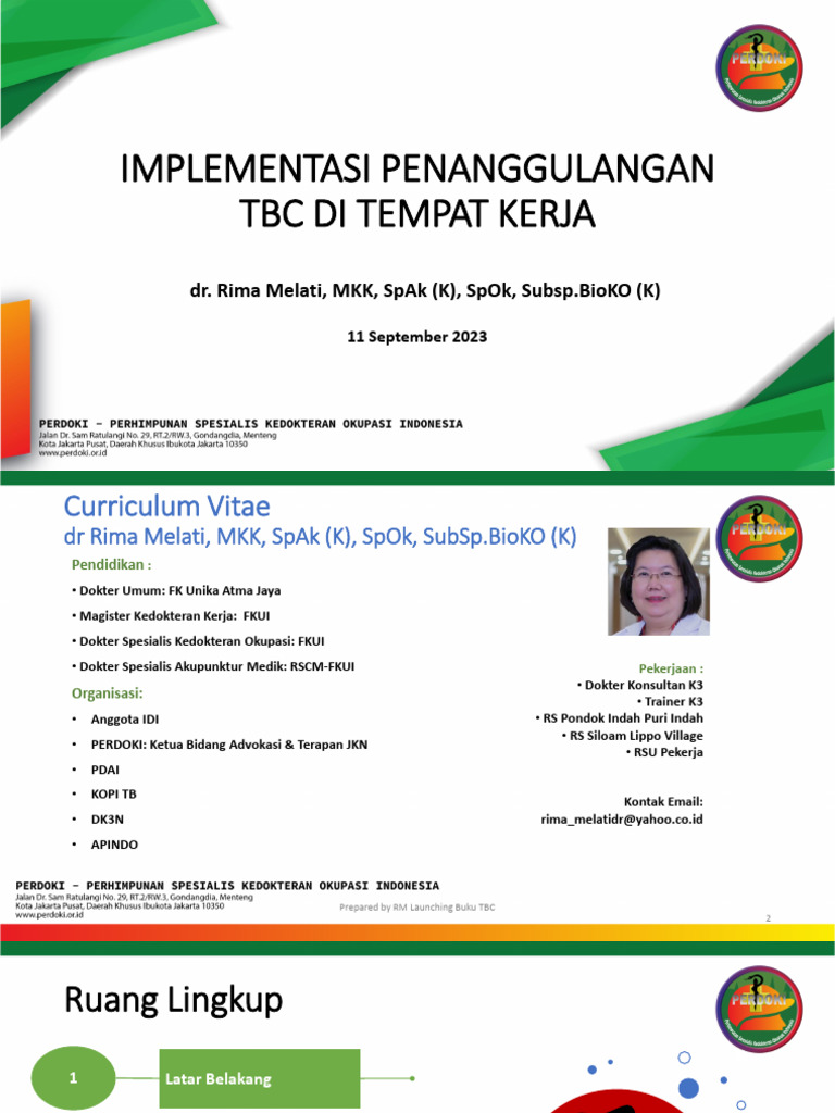 Implementasi Penanggulangan Tbc Di Tempat Kerja | PDF