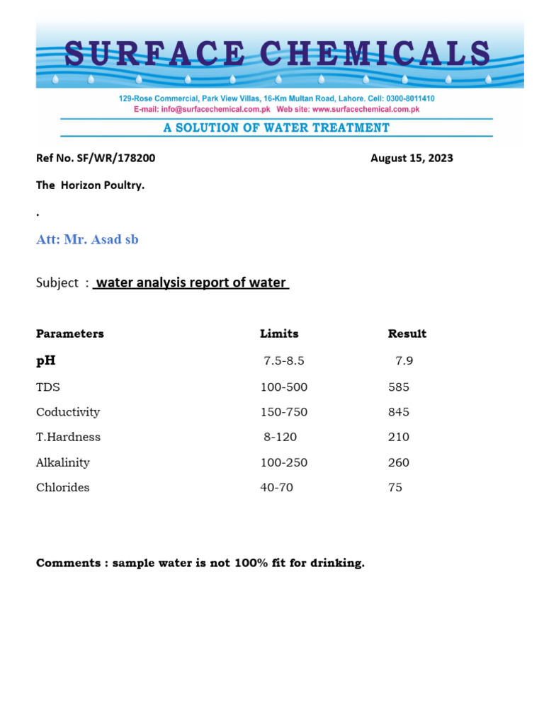 Water Analysis Report | PDF