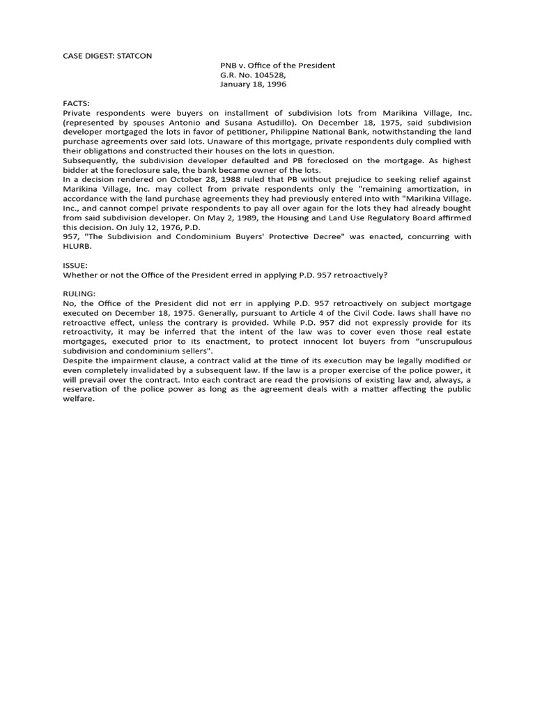 PNB v. Office of the President Case Digest | PDF