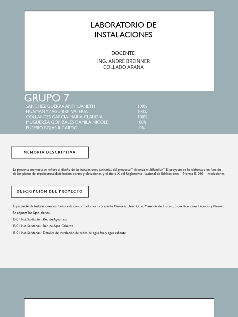 Examen Final Instalaciones Sanitarias - Grupo 7 | PDF