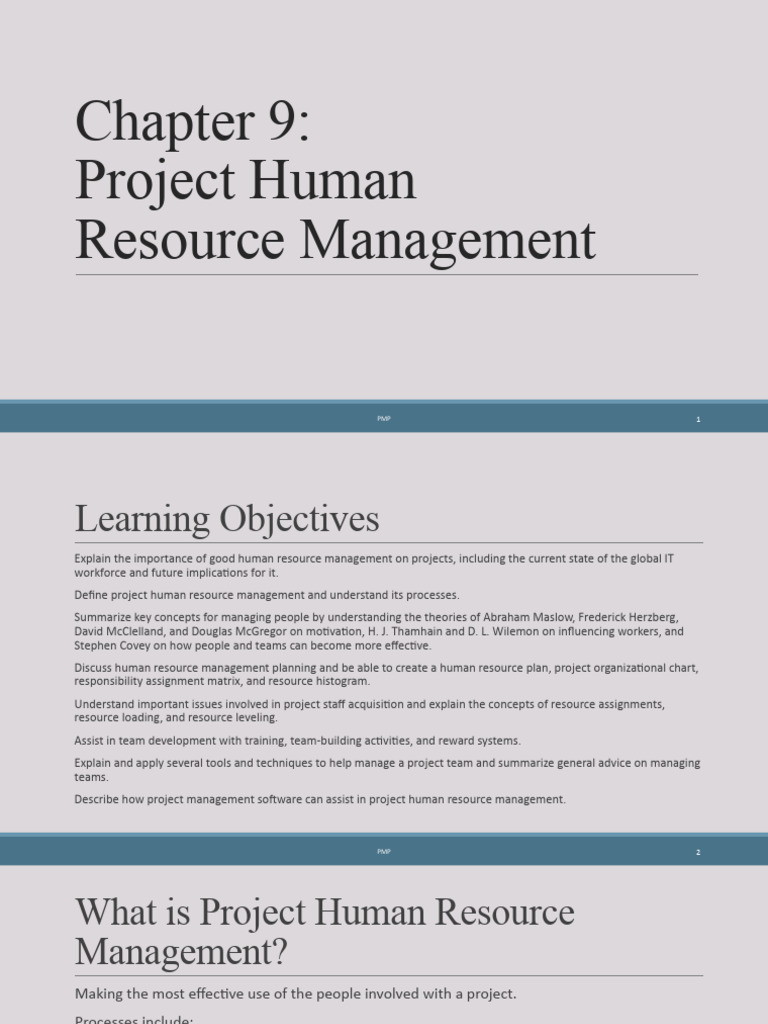 Chapter 9 - Project Human Resource Management | PDF