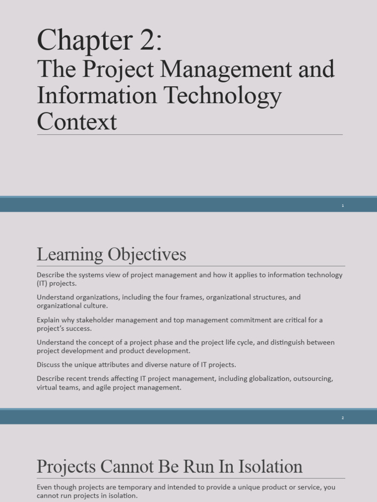 Chapter 2 - The Project Management and IT Context | PDF | System ...