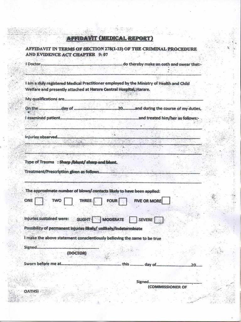 Affidavit Medical | PDF