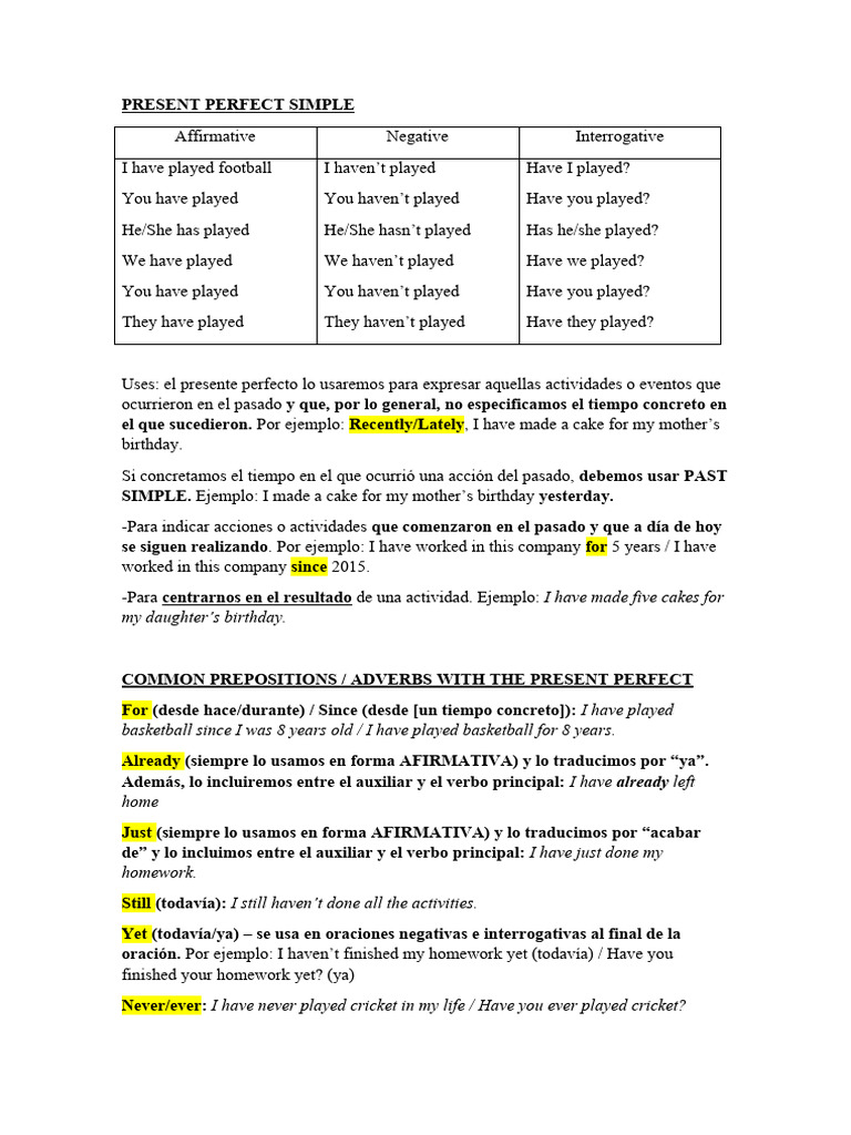 Present Perfect Simple & Continuous Guide | PDF | Self-Improvement
