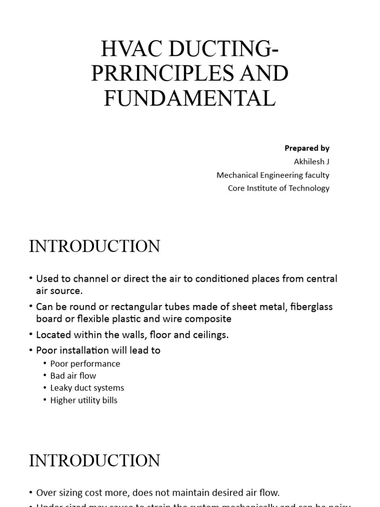 Ducting - Principles and Fundamentals | PDF | Duct (Flow) | Home Appliance