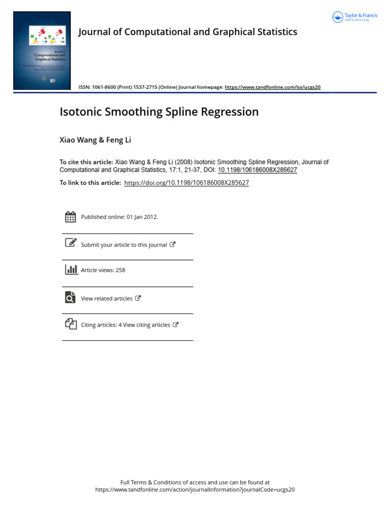 Isotonic Smoothing Spline Regression Pdf Spline Mathematics Regression Analysis