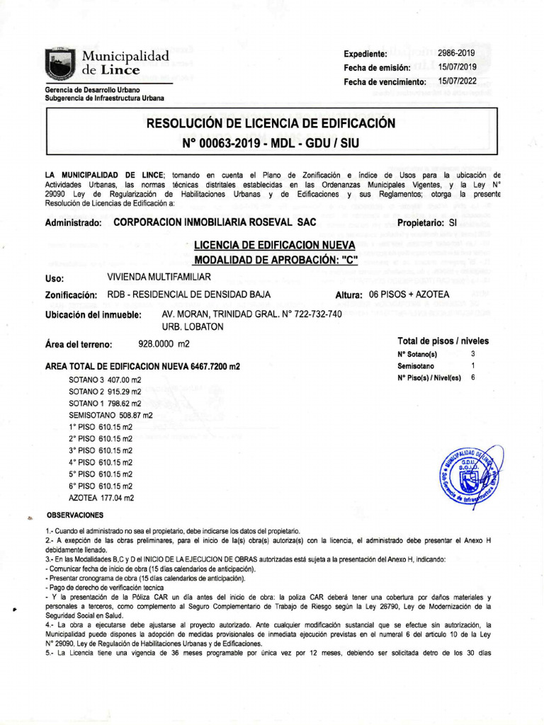 Licencia de Edificacion. Ambrosia. | PDF