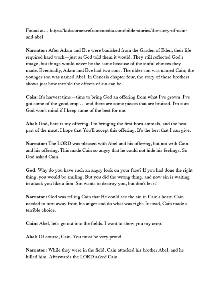 Cain and Abel Skit | PDF
