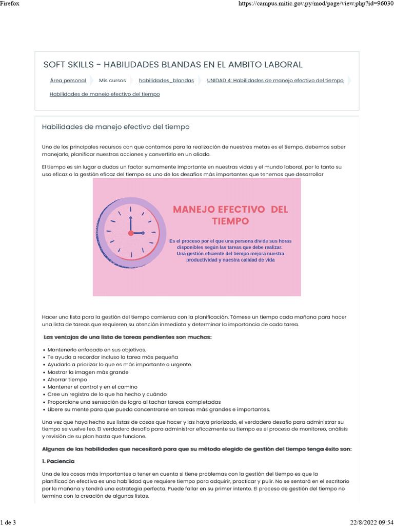 Habilidades de Manejo Efectivo Del Tiempo | PDF