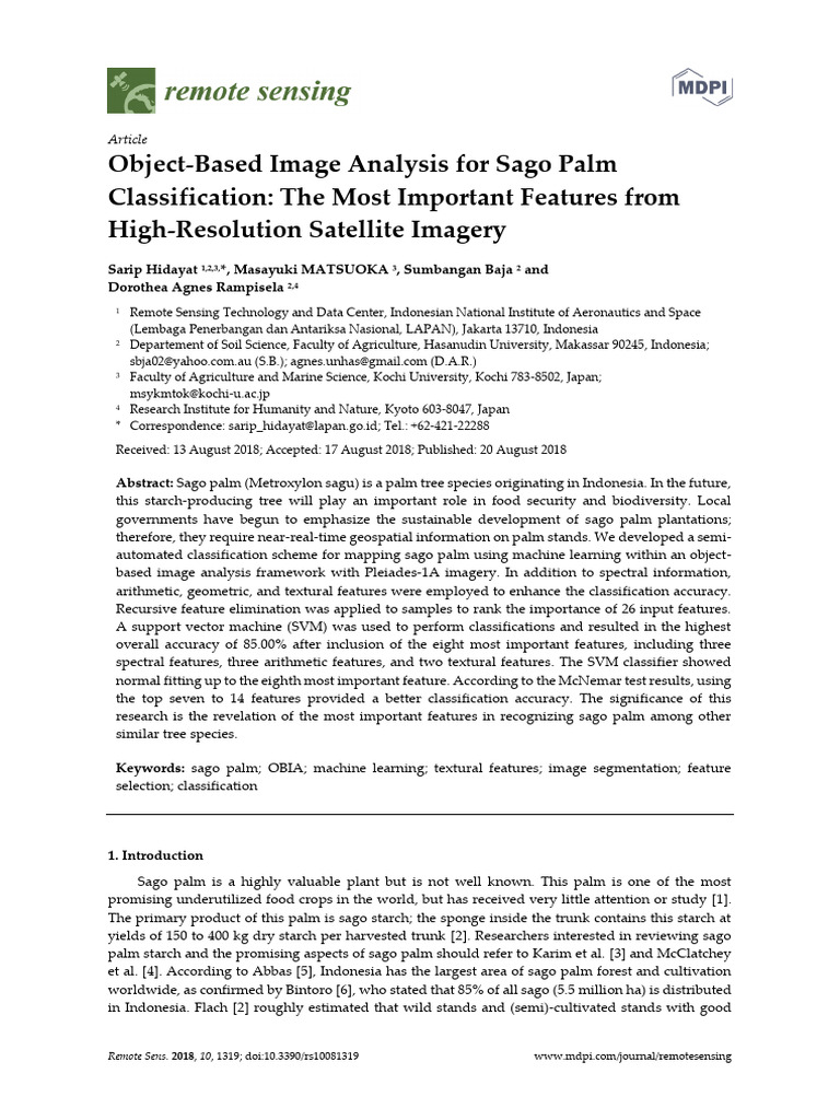 Object-Based Image Analysis For Sago Palm Classifi | PDF | Support Vector Machine | Image ...