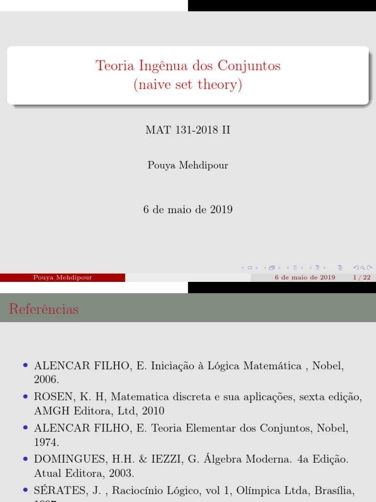 Teoria Dos Conjuntos - MAT 131 - 2019-I | PDF