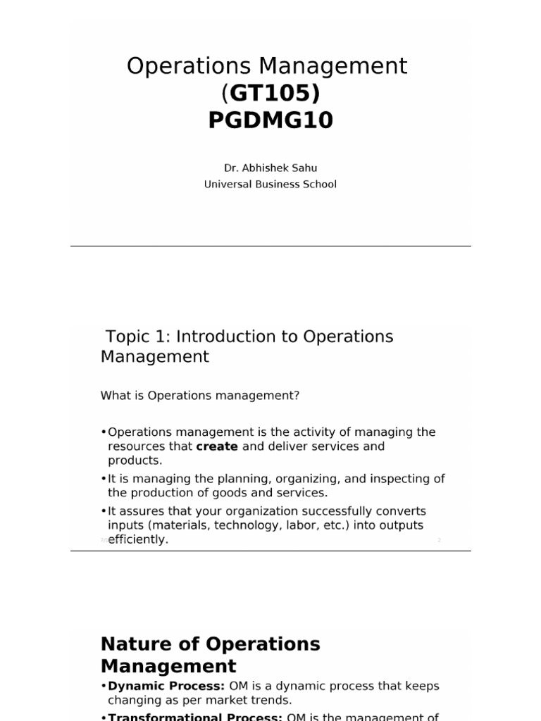 Operations Management Introduction | PDF Operations Management Introduction | PDF