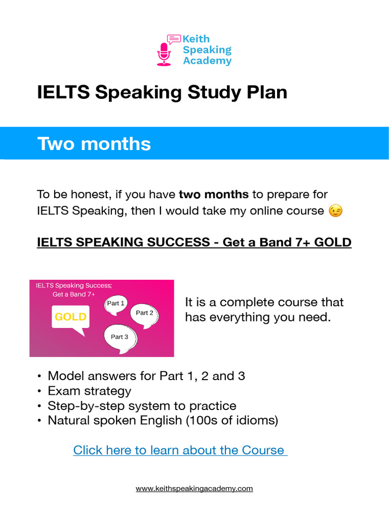 IELTS Speaking Study Plan: Two Months | PDF