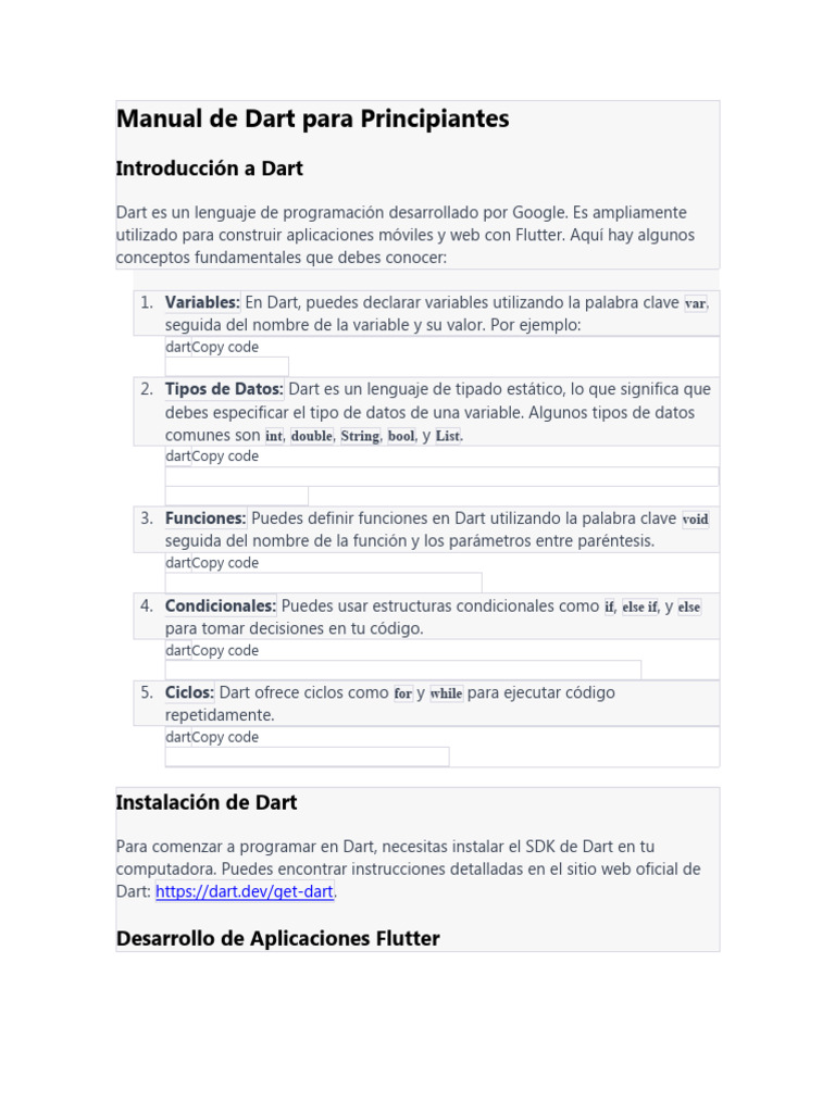 Manual de Dart para Principiantes | PDF | Lenguaje de programación ...