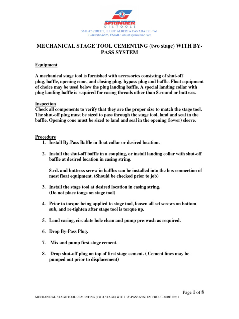 Two-Stage Cementing Procedure Guide | PDF | Home & Garden | Computers