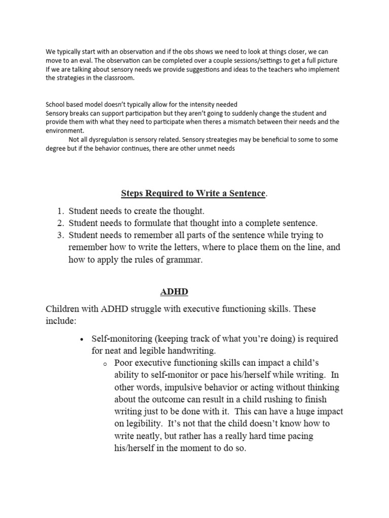 My OT Notes For Writing | PDF | Wellness