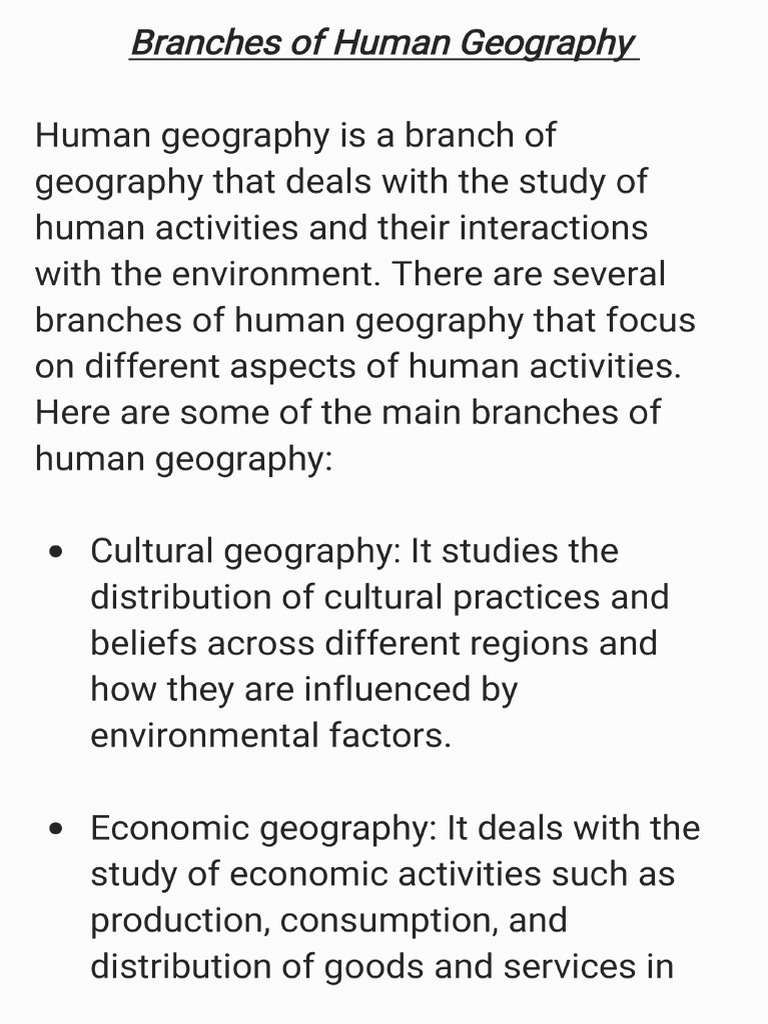 Branches of Human Geography - 230304 - 120530 | PDF