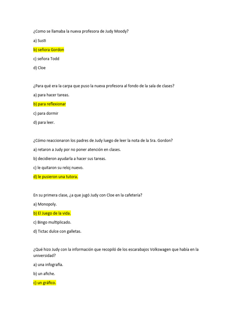 Quiz Judy Moody Cambia de Look | PDF
