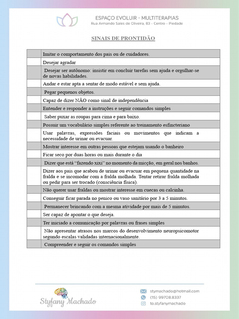 Sinais de Prontidão para o Desfralde | PDF