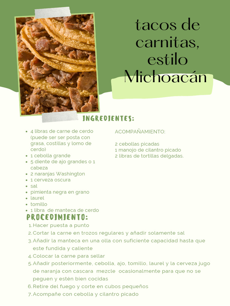 Tacos de Carnitas | PDF