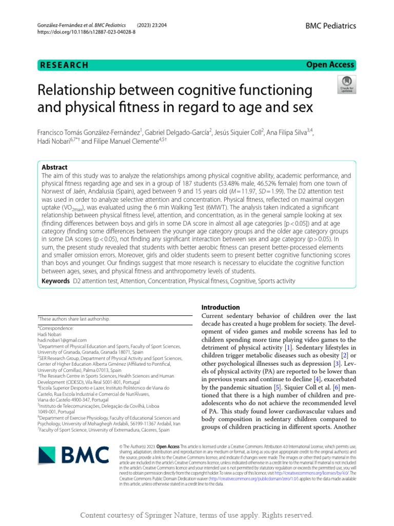2023 Relationship Between Cognitive Functioning Pdf