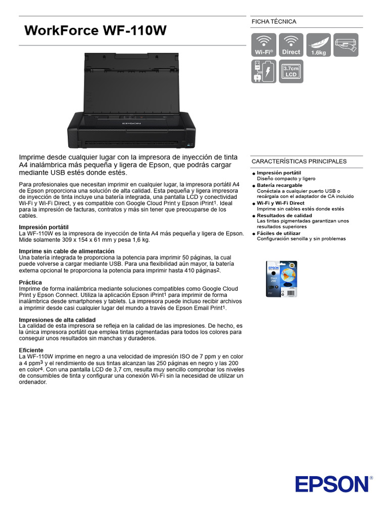 Workforce WF 110w Datasheet | PDF