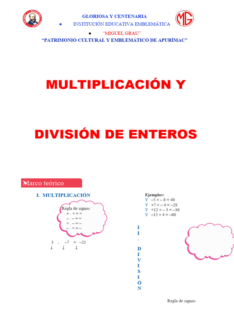 ACTIVIDAD 05 Multiplicación-y-división-en-Numeros-Enteros | PDF