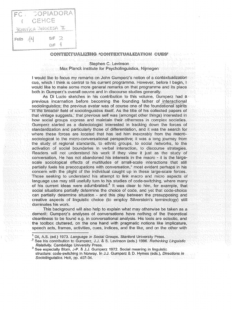 Contextualizing 'Contextualization Cues' | PDF