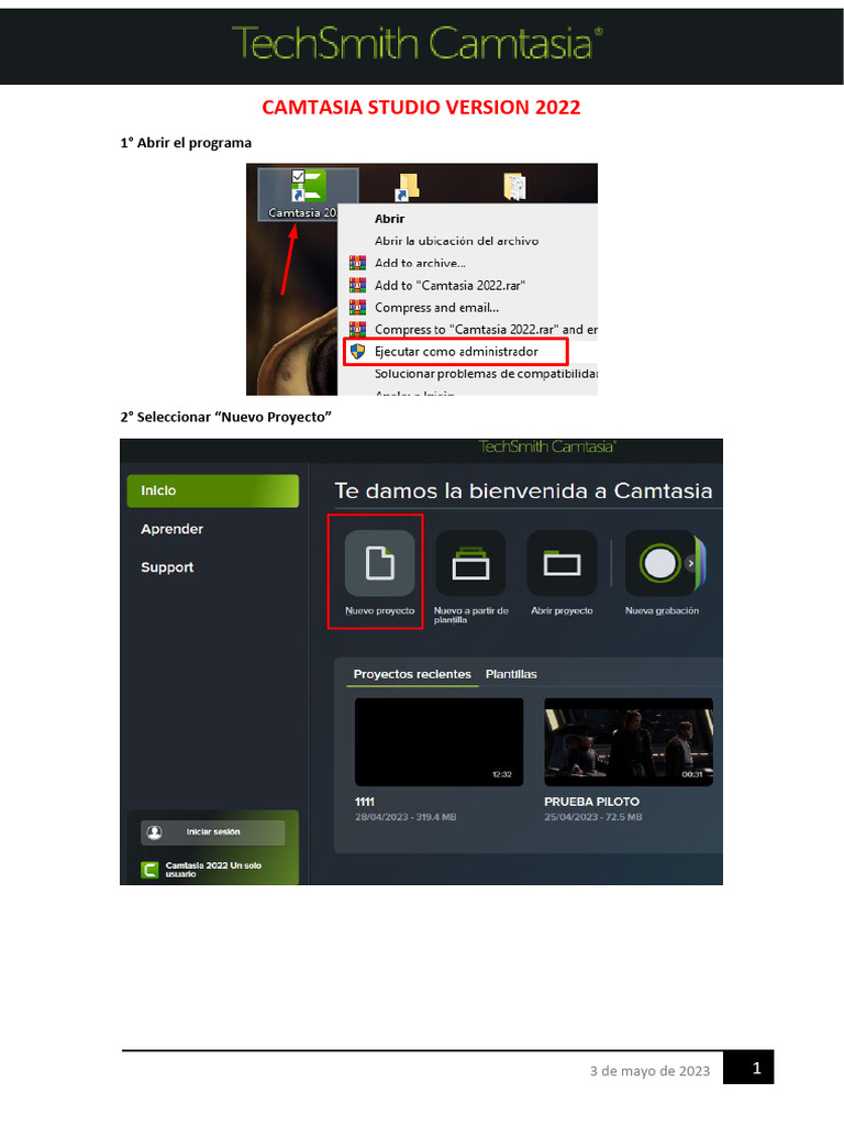 Instructivo Camtasia Studio Version 2022 | PDF