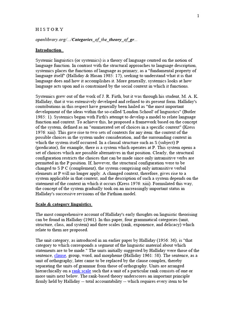 Halliday's categories in grammar | PDF | Linguistics | Cognitive Science