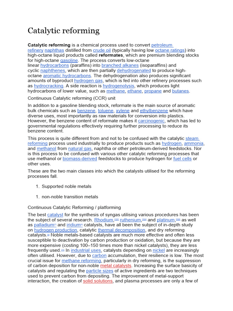 Catalytic Reforming | PDF | Technology & Engineering
