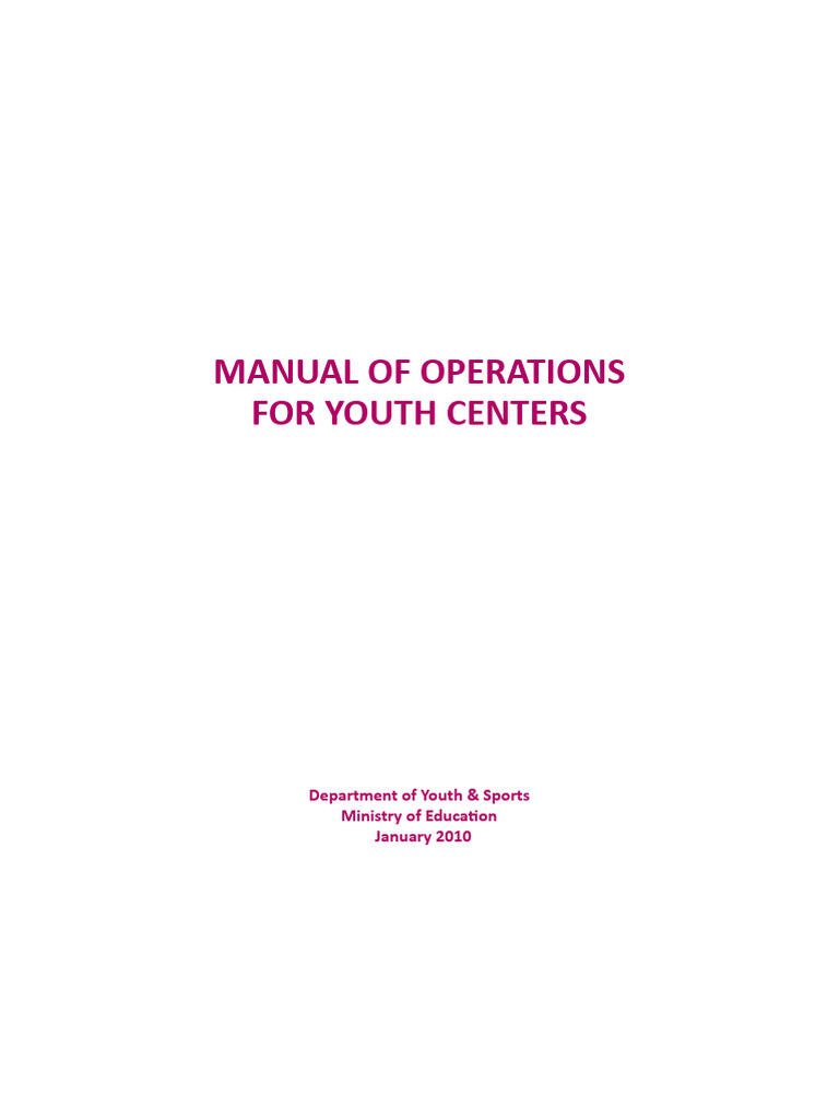 Manual of Operations For Youth Centers | PDF | Youth | Leadership