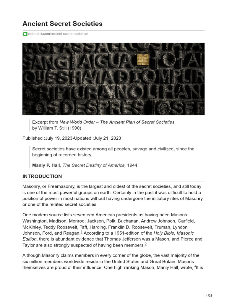 Ancient Secret Societies | PDF