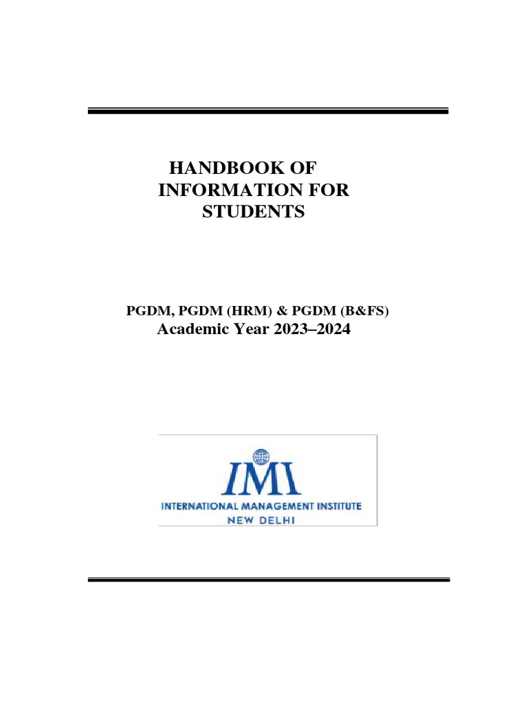 Student Handbook 2023 - 24 (Revised) | PDF | Master Of Business Administration | Academic Term