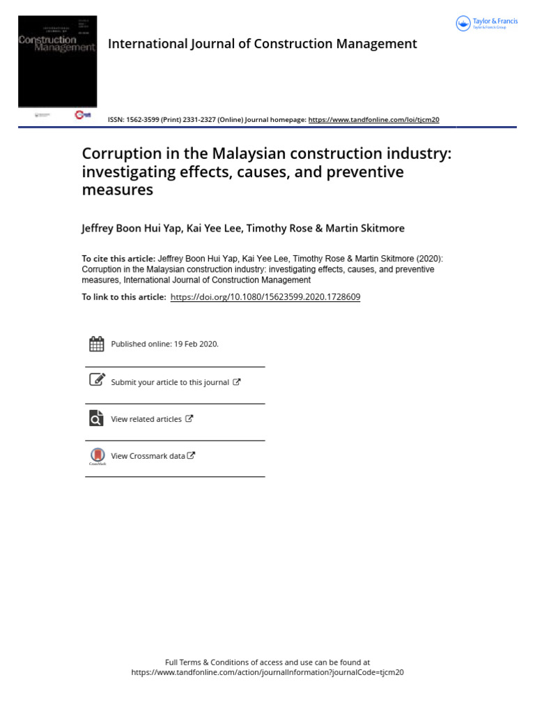 Malaysian Construction Corruption | PDF