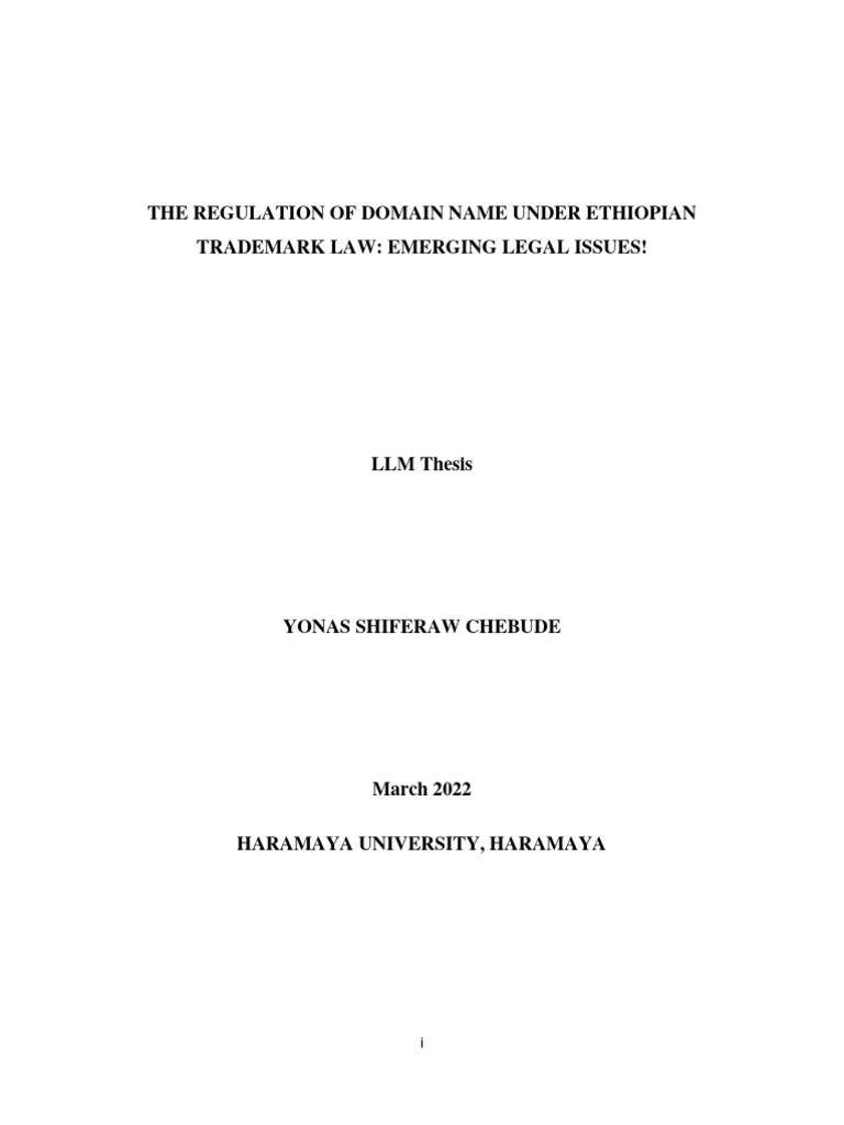 Yonas Shiferaw Chebude Thesis | PDF | Trademark | Trademark Dilution